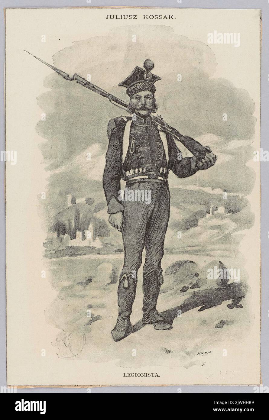 Reproduction of a painting: Juliusz Kossak (1824-1899), A Legionnaire; from: `Świat` 1894, 12 ...